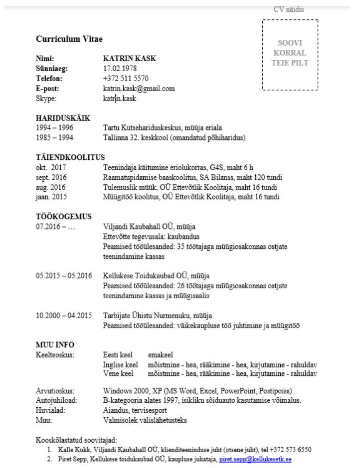 2.1. Curriculum Vitae ehk CV – Edujategu20