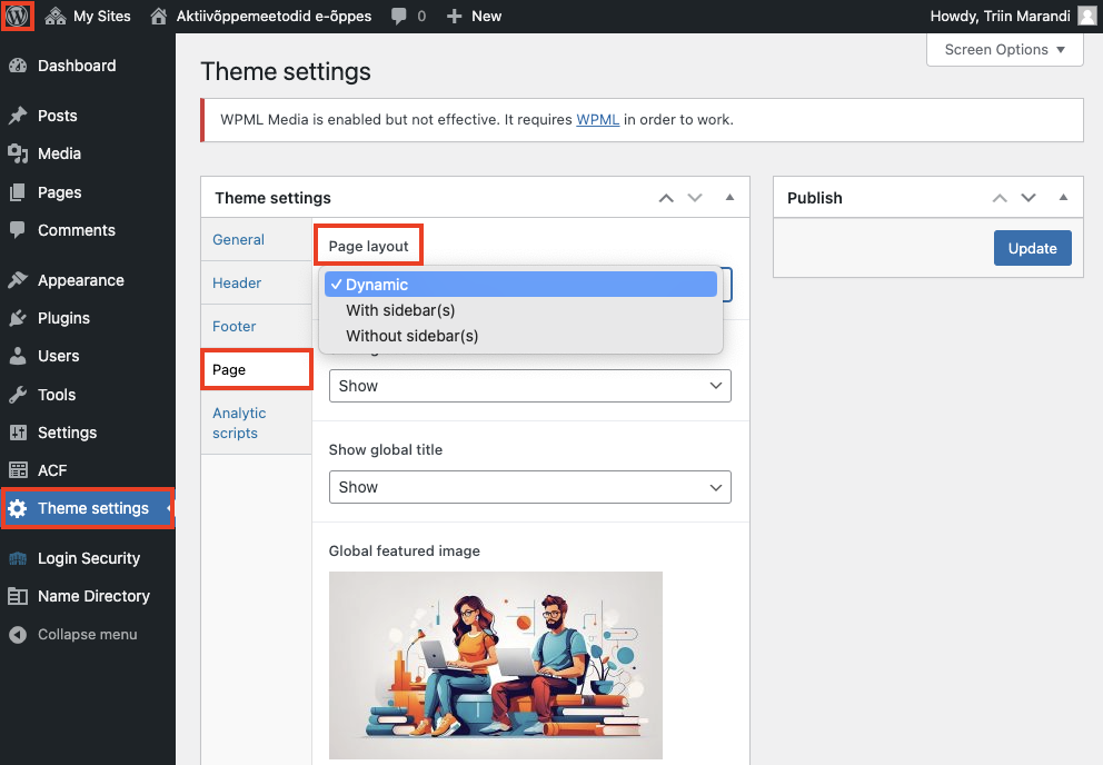 Website page layout – Guides for e-learning tools